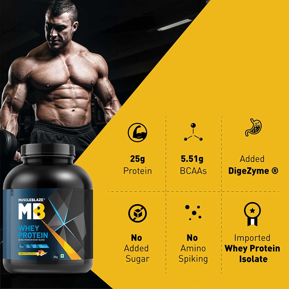 MuscleBlaze Whey Protein (25g Protein) - (2 Kg, Rich Milk Chocolate)