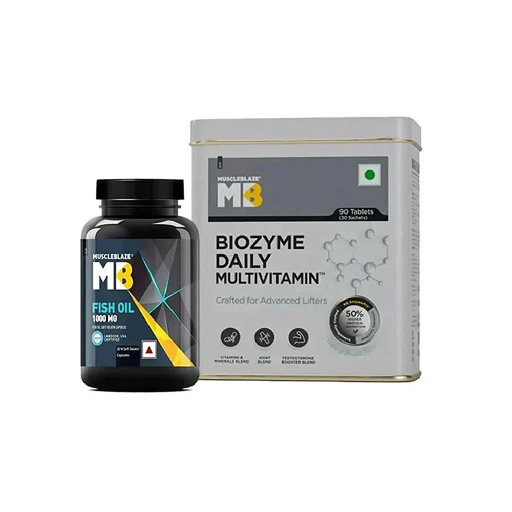 MuscleBlaze Biozyme Daily Multivitamin 90 Tablets + Fish Oil 30 ...