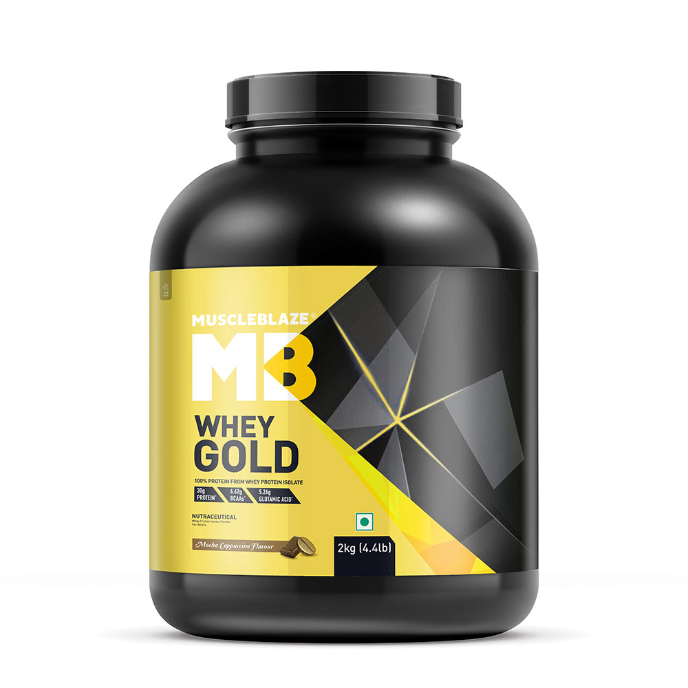 MuscleBlaze Whey Gold Protein Isolate - Mocha Cappuccino (2Kg / 4.4 lb)