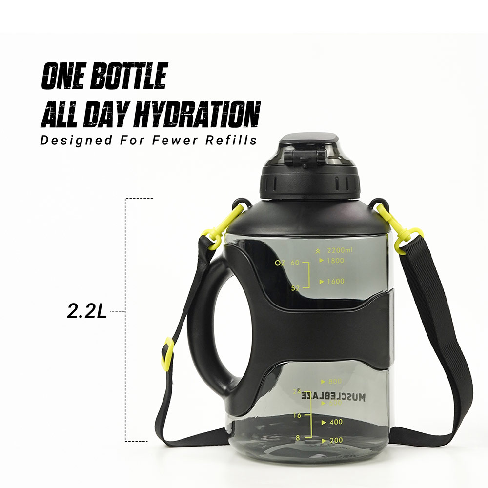 Gym Gallon Water Bottle Black • 2.2 L